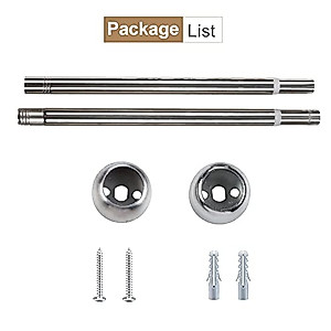 Closet Rods for Hanging Clothes, 14 to 50 Inch Adjustable Silver Closet Rods for Wardrobe, Heavy Duty Closet Hanging Rod, Closet Pole Holder Closet Bar with Extender Pole for Shoe Cabinets