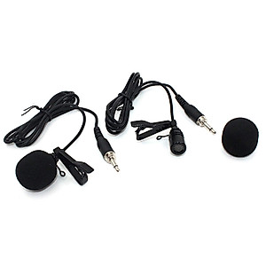 ZRAMO Metal 3.5mm Mono Screw Hands-free Lavalier Microphone w/Outside Screw Connector for Sennheiser Wireless Transmitter- Noise Cancelling Condenser Mic, Clear Voice (2X Lapel Microphone)