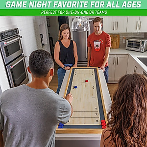 GoSports Shuffleboard and Curling 2 in 1 Board Games - Classic Tabletop or Giant Size - Choose Your Style