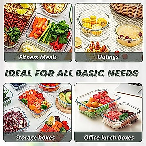 VERONES 24 Pieces Glass Food Storage Containers Set, Airtight Glass Lunch Containers, Stackable Glass Meal Prep Containers with Lids,BPA-Free, for Microwave, Oven, Freezer & Dishwasher Friendly,Grey