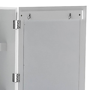 Wall Mount Ironing Board, Foldable Hiding 180° Swivel Ironing Board with 4 Spacious Storageshelve, Multifunctional Bathroom Cabinet with Mirror, White Ironing Board Cabinet