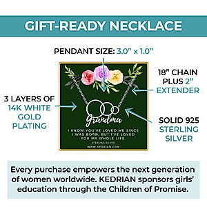 KEDRIAN Grandma Necklace, 925 Sterling Silver, Grandmother Gift, Gigi Gifts For Grandma Birthday Gifts For Grandma, Special Gifts For Grandma Gifts for Grandma, Best Great Grandma Gifts From Grandson