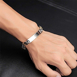 Personalized Custom Stainless Steel Medical Alert Disease Awareness Gold Plated Byzantine Bracelet Women Men Identification ID Bangle Emergency Life Save for Mom,Dad,Son,Daughter,Free Engrave