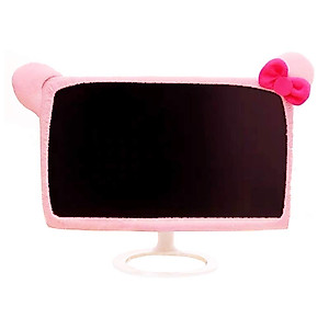 LINXTAR 20''-29'' Computer Monitor Cover with Cat Ear Design Furry Kawaii Pink Monitor Dust Cover Elastic Dustproof Christmas Gift for PC Tablet TV