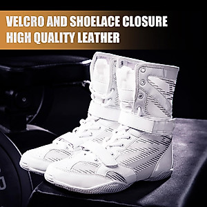 kcross Boxing Shoes for Men and Women, Anti-Slip Wrestling Shoes Men Youth Wrestling Shoes Training. Boxing Boots for Kids, Boys White