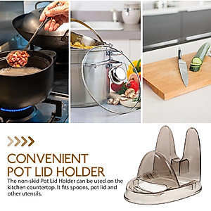Angoily Kitchen Storage Rack Spoon Holder Lid Organizer Stove Utensil Holder Kitchen Countertop Lid Holder Lid Rack Ladle Holder Kitchen Counter Utensil Holder Pot Cover Plastic Shelf