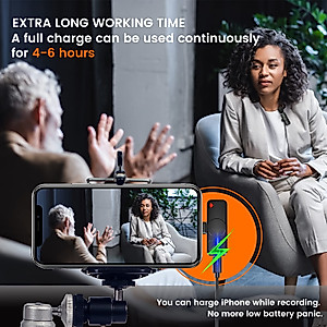 YOCOM Wireless Lavalier Lapel Microphone for iPhone, iPad, Professional Ultra-Low Delay Recording Mics with Noise Reduction Chip for 4-6H Long Creat Time, Live Stream, Interviews