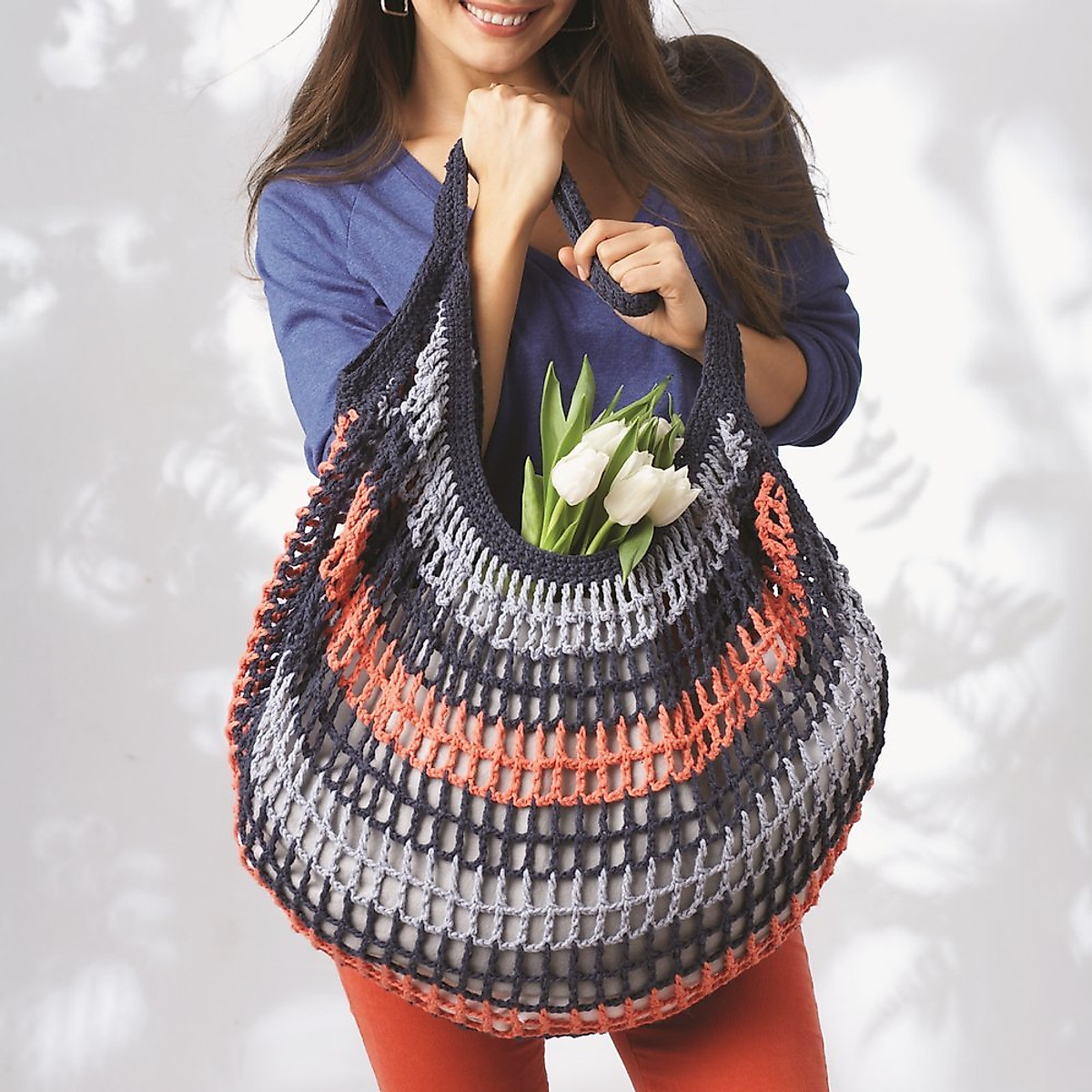 Bernat Handicrafter Cotton Solids Yarn, 1.75 oz, Gauge 4 Medium, 100% Cotton, Indigo