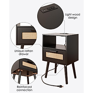 Aobafuir Wood Nightstand, Night Stand for Bedroom, Bedside Table with Drawers, Farmhouse End Table with Storage for Living Room (Modern)