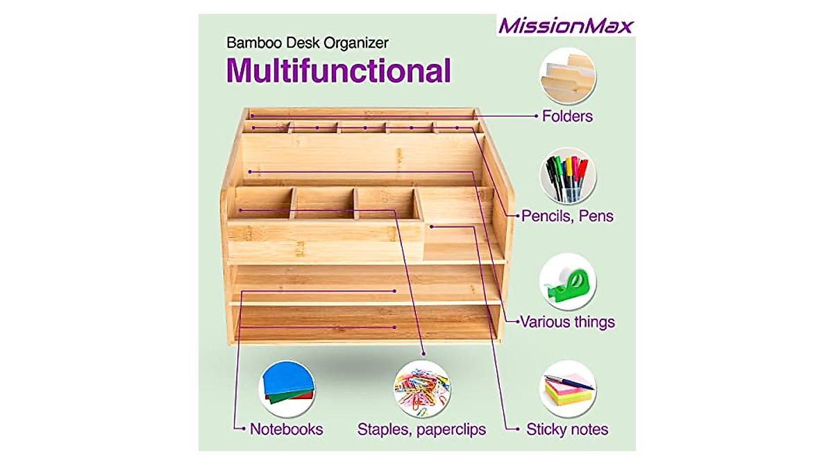 MissionMax Bamboo Desk Organizer – Maximize Storage & Eco-Friendly Design