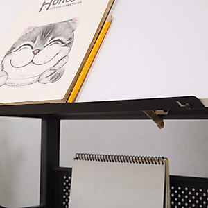 LAEKER Adjustable Drafting Drawing Table with Stool and 3 Drawers-White