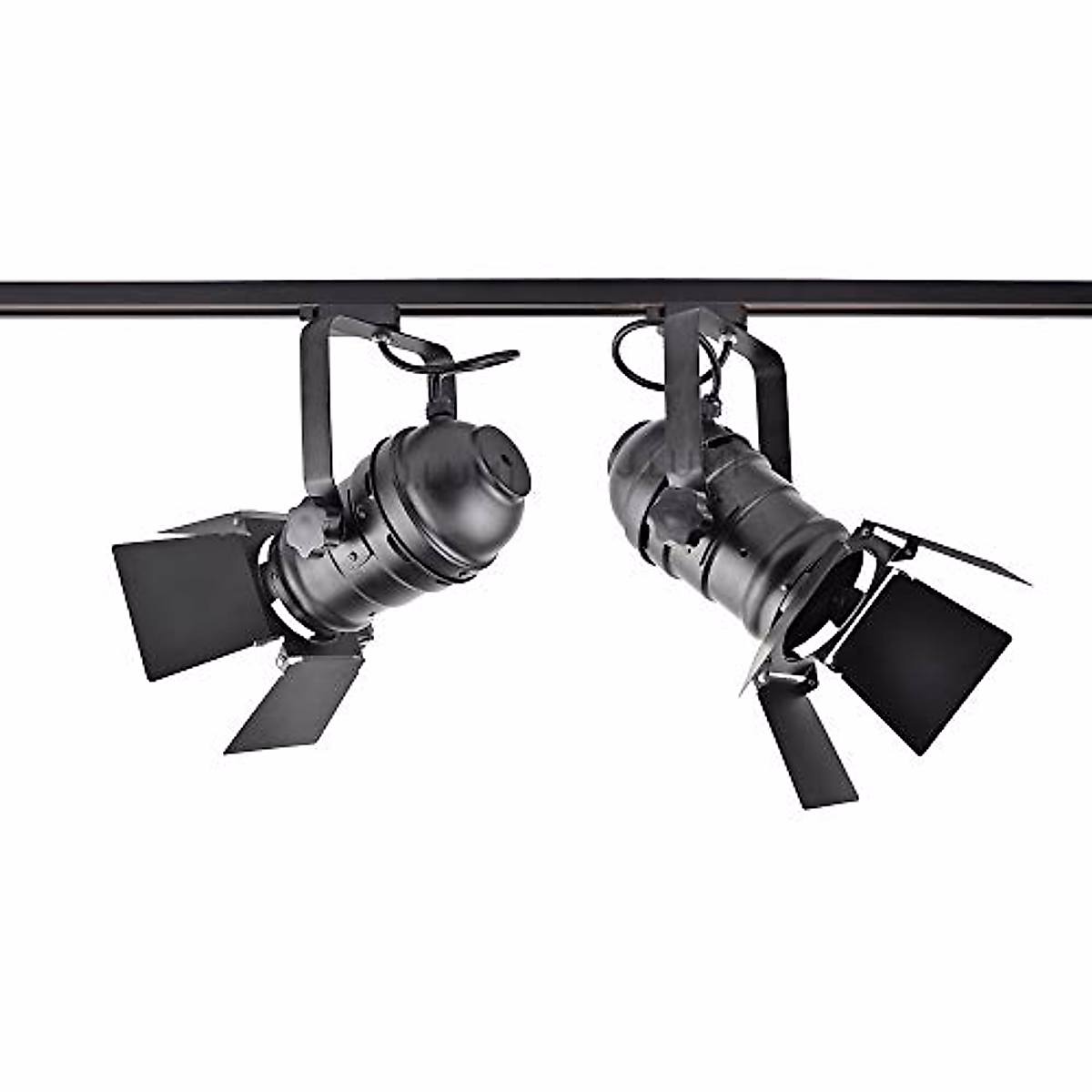 J.LUMI TRK9000 Theater Track Lighting Head, Stage Light with Barn Door Flippers, Black Frost Paint Finish, Vintage Modern Industrial, Uses PAR30, A19 or ST64 Bulb with E26 Base (Bulb not Included)