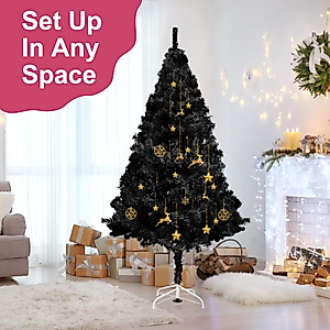 Adiwiid 6ft Halloween Black Christmas Tree with 550 Branch Tips for Home, Office, Party Decoration,Artificial Christmas Tree for Xmas Seasonal Holiday Decoration Indoor Outdoor (Black)
