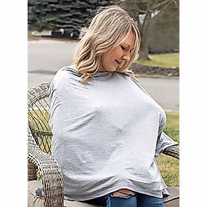 Nursing Cover for Breastfeeding - Multi Use - Nursing Blanket – Poncho Style with Buttons - Stretchy Baby Car Seat Canopy - Nursing Cover Scarf
