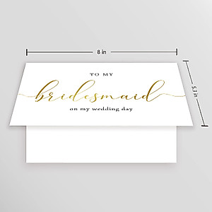 Spercy Wedding Bridesmaid Thank You Card, Blank Inside, 8" x 5.3"