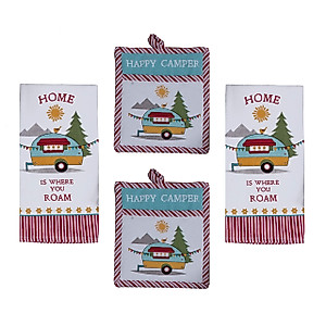 Kay Dee Designs 4 Piece Home Is Where You Roam Camper Dish Towels Potholders Bundle