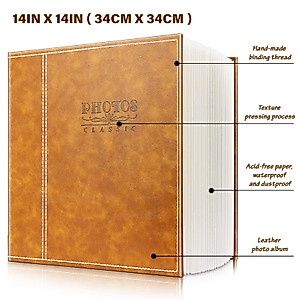 Safedealshop Magnetic Self-Stick Page Photo Album,Leather Cover,Holds 4X6,5X7,6X8,8X10,10X12 of Photos,Suitable for Anniversary Albums,Wedding Photo Album,Baby Growth,Family Album.