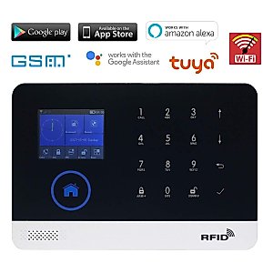KEEPWORLD WiFi GSM Tuya Wireless Home Office Security Alarm Burglar System, APP Control, Compatible with Amazon Alexa and Google Home, Support RFID Access, Anti-Theft Auto Dialer, Easy Install