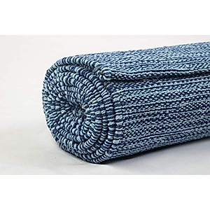 Handmade Organic Cotton Yoga Mat by Live Well 360 - Natural Yoga Mat - Exercise, Workout, & Fitness Rug Made of 100% Cotton - Woven Material - Hand-Crafted, Absorbent & Washable - 78" x 27" (Blue)
