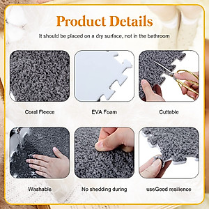 Shihanee 100 Tiles Bulk Foam Play Mat Interlocking Carpet Tiles Baby Play Mat Short Coral Fleece Plush Puzzle Foam Floor Mat for Kids Toddler Play Area Home Bedroom Parlor(Gray)