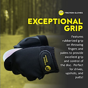 Friction Gloves - Disc Golf Gloves - Rubberized Palm and Fingers for Amazing Grip on All Your Throws - Perfect for Driving & Putting - Play Your Best in Any Weather - (Adult XL)