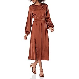 The Drop Women's Jacob Long Sleeve Cut Out Midi Dress, Tortoise Shell, XXL, Plus Size