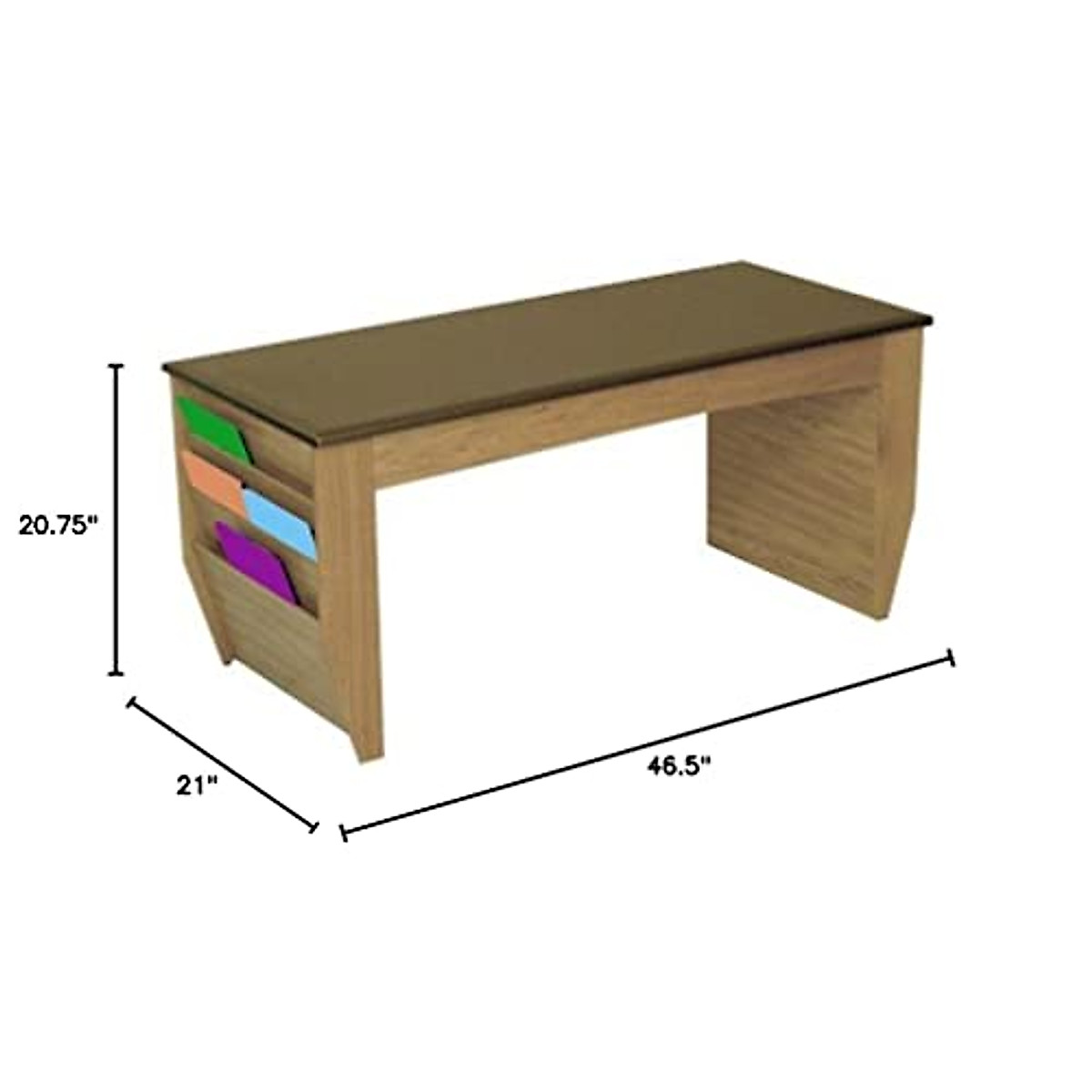 Wooden Mallet DM2-BG Coffee Table with Magazine Pockets and Black Granite Look Top, Mahogany