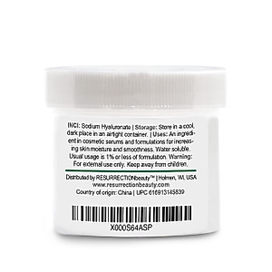 Pure Hyaluronic Acid Powder High Molecular Weight Sodium Hyaluronate to Make Your Own Premium Moisturizing Beauty Serum, Skincare Mask Treatment, Vitamin C Serums & DIY Facial Skin Care Products 10g