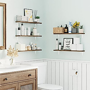 Wallniture Arras Floating Shelves for Wall Decor, 24" Bookshelf for Living Room Decor, Kitchen Organization, Bedroom & Bathroom Storage Shelves, Walnut Set of 5