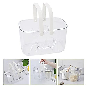 LALAFINA Loofah Shower Caddy Basket Plastic Storage Basket Shower Organizer Bucket with Handle Whale Pattern for Kitchen Dorm Bathroom Garden Cleaning Supplies White Scrunchies