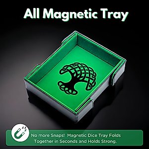 Luck Lab Folding Dice Tower and Dice Tray for RPG Table Top Gaming - Black/Green - Tree of Life Design