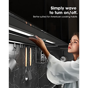 Under Counter Lights for Kitchen, Motion Sensor Lights Plug in, Hand Wave Activated Under Cabinet Light with Retractable Cable, 6000K White Dimmable Wired Closet Lights 3 Pack