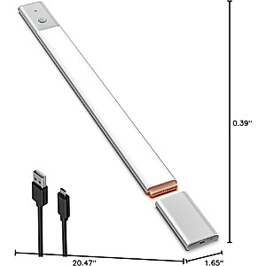 EZVALO Under Cabinet Lights Closet Lights,48 LED Motion Sensor Light Indoor 5000K Wireless Rechargeable with Detachable Battery,Night Light for Kitchen,Stairs,Hallway,Pantry (White Light)