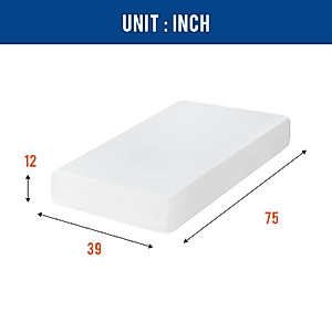 Twin Mattress 12 inch Gel Memory Foam Mattress Medium Firm Mattresses for Cool Sleep Relieving Pressure Relief CertiPUR-US Certified Mattress in a Box