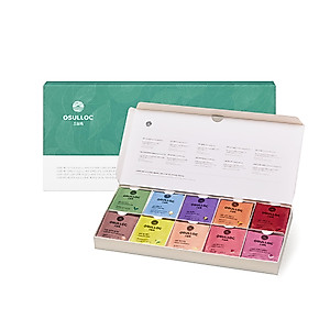 OSULLOC Premium Tea Collection Gift Set, Premium Organic Pure & Blended Tea from Jeju, Tea Bag Series 40 count, 8 flavors x 5 EA