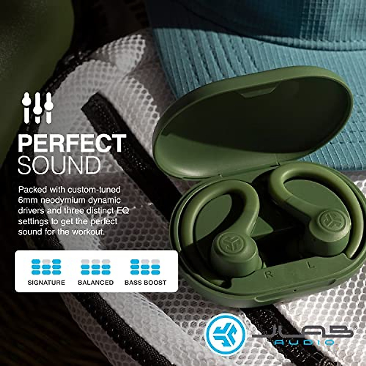 JLab Go Air Sport - Wireless Workout Earbuds Featuring C3 Clear Calling, Secure Earhook Sport Design, 32+ Hour Bluetooth Playtime, and 3 EQ Sound Settings (Green)