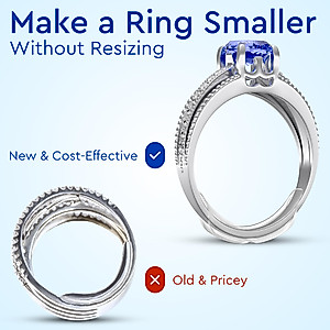 5 STARS UNITED Ring Sizer Adjuster for Loose Rings - 8 Pack Easy-Clip Guards, Fits Flat Bands Up to 8mm, Spacers & Tighteners, Reduces Size by 0.5-1, Invisible Design for Women & Men