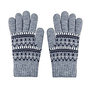 Screen Gloves Snow Flower Warm Knit Winter Gloves Christmas Gifts Stocking Stuffers For Women Fishing (Grey, One Size)