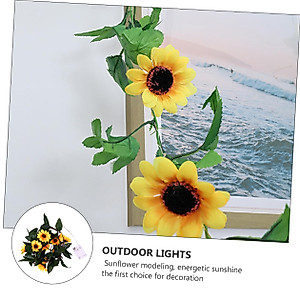 Abaodam 2 Pcs Sunflower Lighting Chain Sunflower Wreath Sunflower Outdoor Decor Sunflower Decor Led Artificial Sunflower Garland Flower Strip Light Sunflower Fairy Light Festival Ornaments