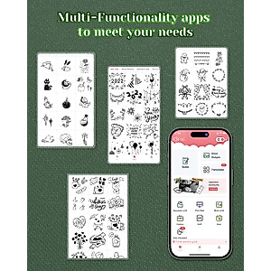 Memoqueen Mini Sticker Printer T02 Portable Thermal Printer, Instant Photo Printer Set & 3 Rolls Transparent Adhesive Thermal Paper