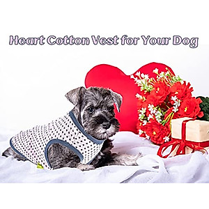 CooShou 3 Pcs Dog Holiday Shirts Pet Soft Cotton T-Shirts Outfits Heart Pattern Puppy Shirt Dog Spring Summer Lightweight Pet Tank Top Puppy Outfit