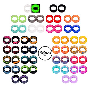 YOFANST 56pcs Colorful Silicone Ear Gauges Double Flared Ear Tunnels Set Stretchers Expander Ear Piercing Jewelry 10mm