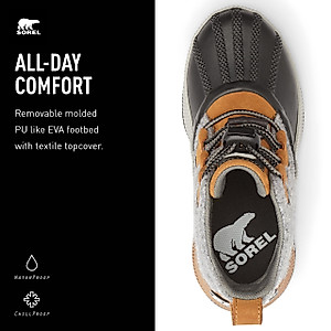 Sorel Youth Unisex Youth Out N About Classic Waterproof Boots - Camel Brown, Black - Size 2