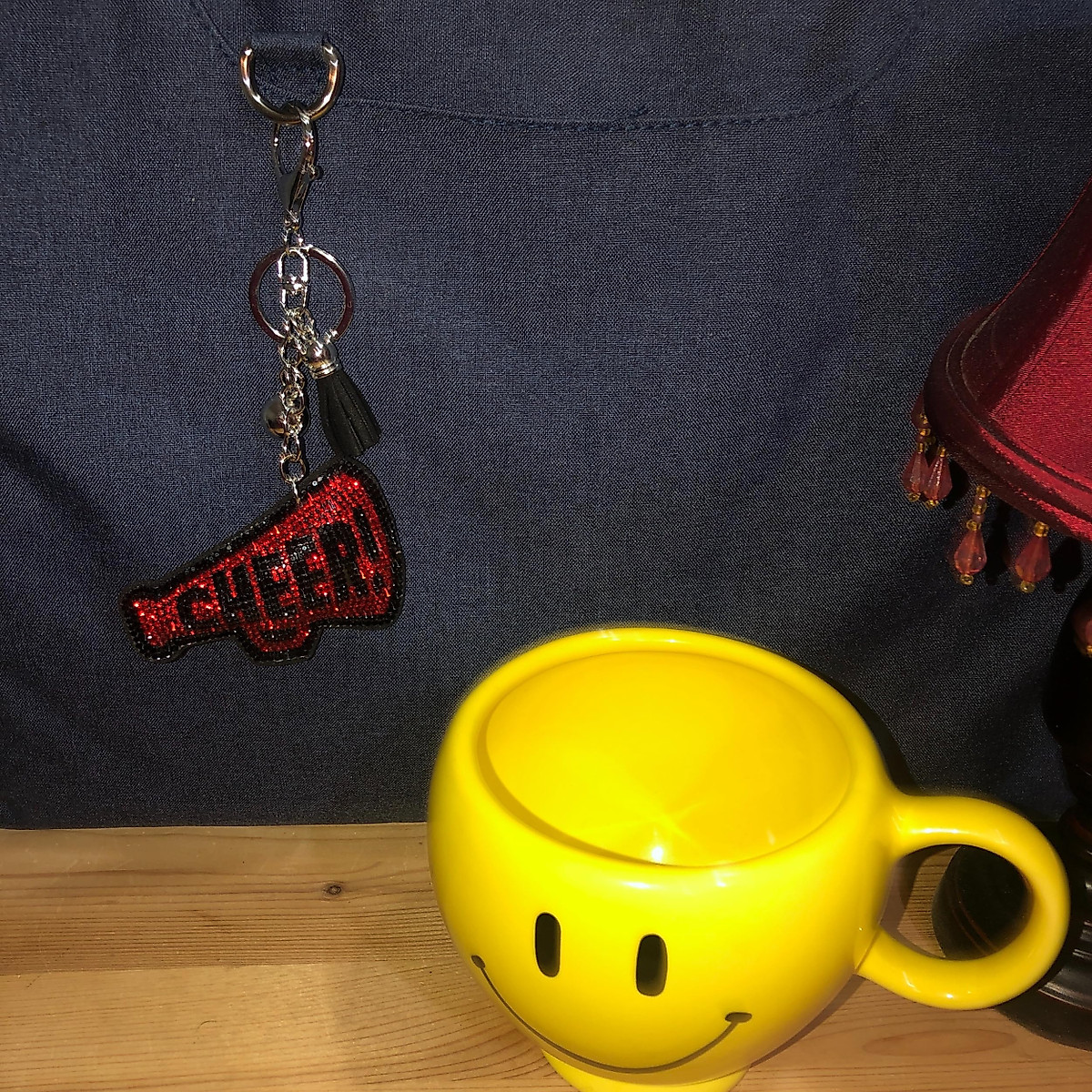 Popfizzy Bling Cheer Keychain for Girls and Women, Rhinestone Cheer Bag Charm, Cheerleader Gifts, Cheerleading Megaphone Backpack Key Chain