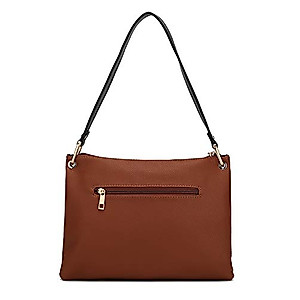 MKF Crossbody Bag for Women – PU Leather Pocketbook Handbag – Designer Side Messenger Purse, Shoulder Crossover Aliyah Navy-Mustard