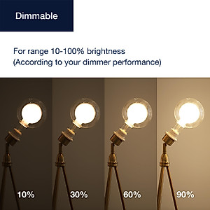 FLSNT G125 Decorative Dimmable Globe LED Edison Bulbs, 2700K Soft White, 7W(40W Equivalent), 400LM, E26 Medium Base, CRI90, Frosted Glass Finishing