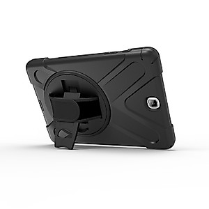 Galaxy Tab A 9.7 Case KIQ Full-Body Shock Proof Hybrid Heavy Duty Armor Protective Case for Samsung Galaxy Tab A 9.7 2015, SM-T550 with Kickstand and Screen Protector (Shield Black)