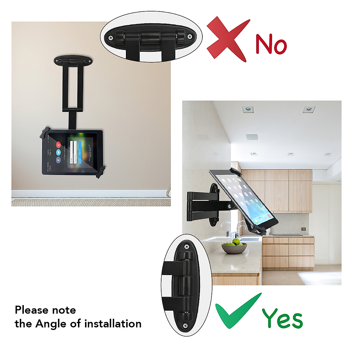 WeSTRUGGLE Tablet Wall Mount, Adjustable Arm Swivel, Anti-Theft Security Lock & Key, Foldable, 360 Rotating, Black