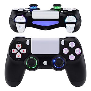 eXtremeRate 7 Colors 9 Modes Button Control DTFS (DTF 2.0) LED Kit, Scarlet Red Classical Symbols Multi-Colors Luminated D-pad Thumbsticks Face Buttons for PS4 Controller - Controller NOT Included