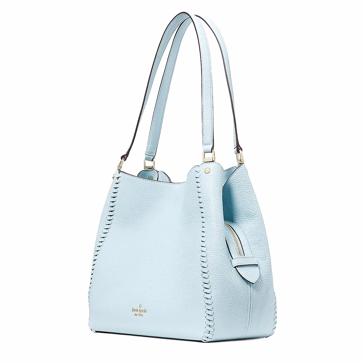 Kate Spade New York Kate Spade leila pebbled leather whipstitch medium triple compartment shoulder bag, Dewy Blue
